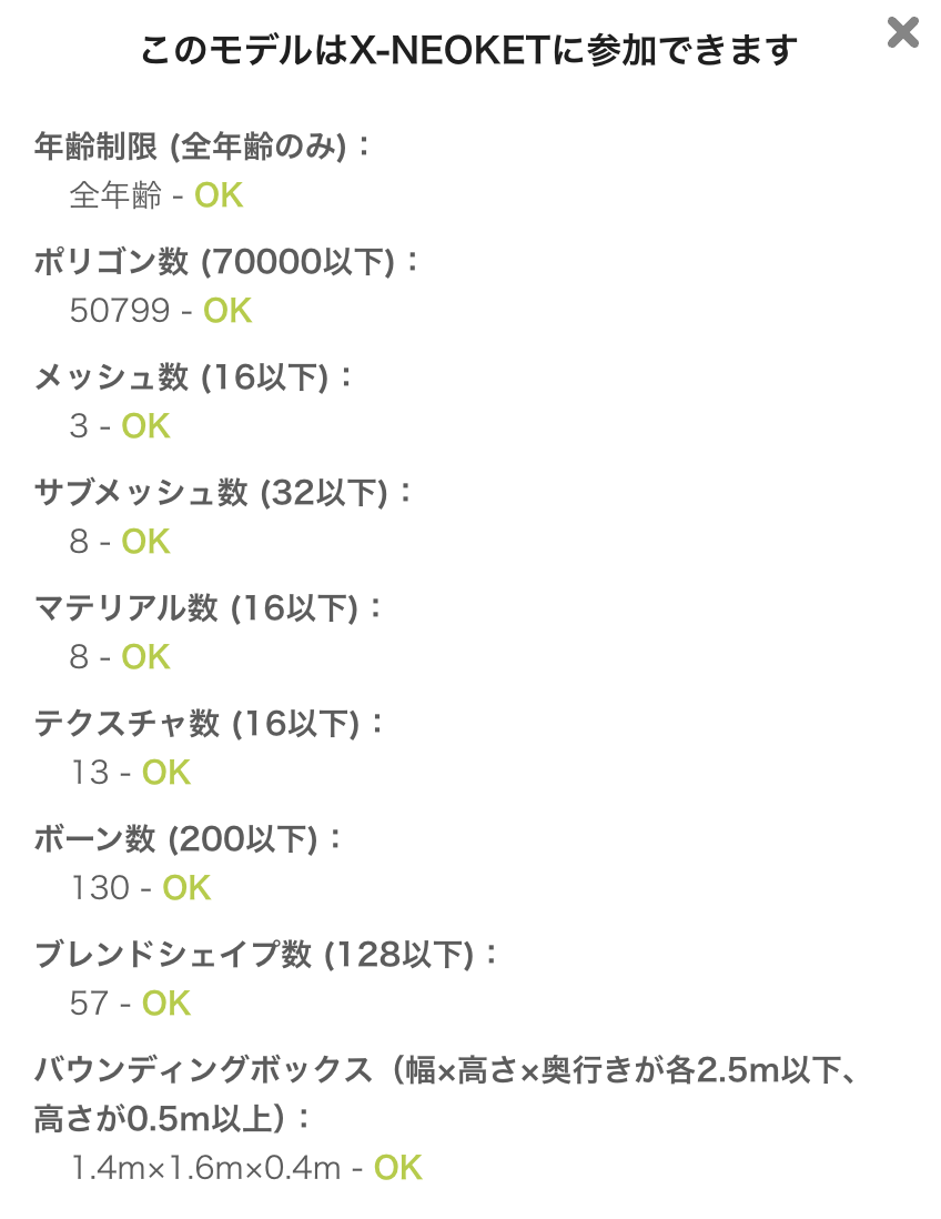 X-NEOKETのアバター制限をクリアしているかどこで確認できますか？ – NEOKETヘルプセンター